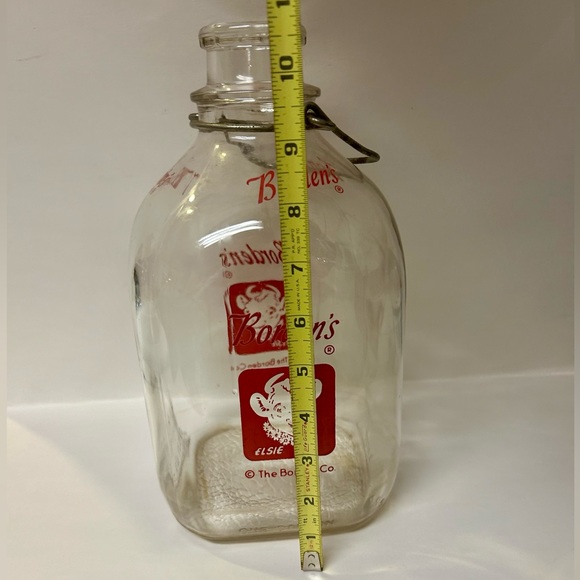 Accents | Vintage Borden 1 Gallon Glass Milk Bottle Elsie Cow Red Label Wire Metal Handle | Poshmark